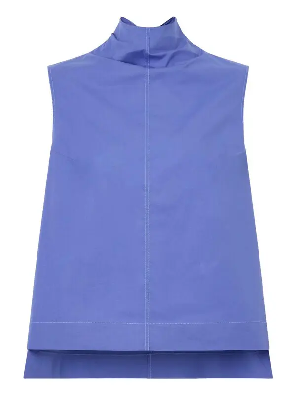 Brandon Maxwell The Finn Cotton-poplin Turtleneck Blouse - Blue