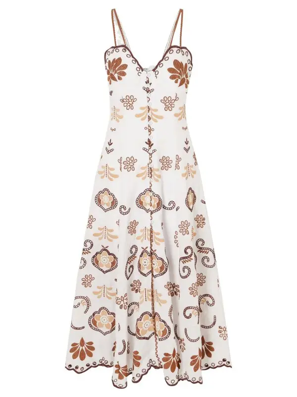 Charo Ruiz Ibiza Broderie Anglaise Cotton-blend Midi Dress - No