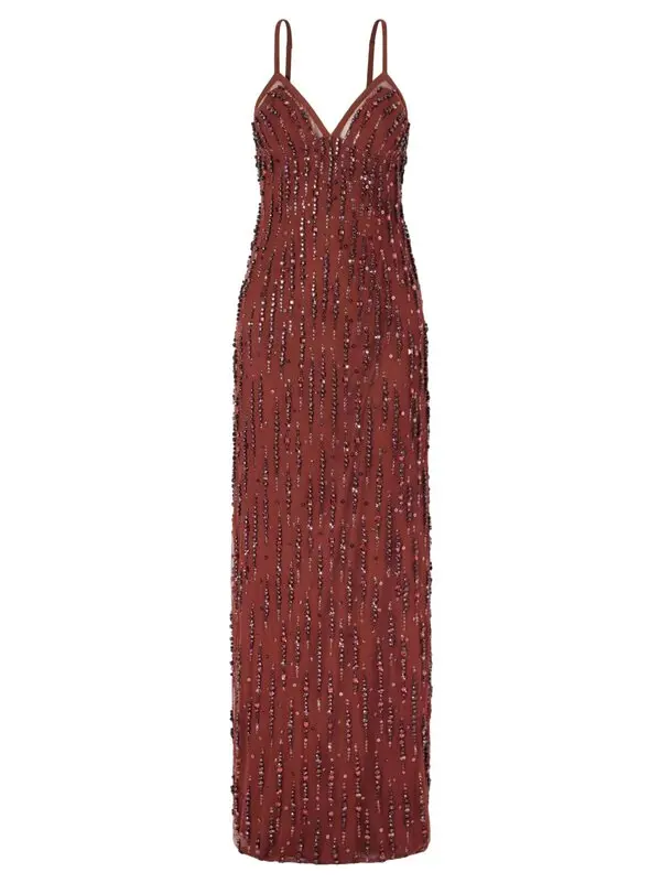 Jenny Packham Sequin-embellished Mesh Gown - Red