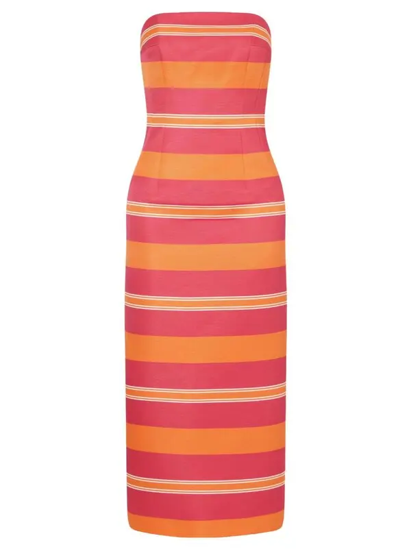 EMILIA WICKSTEAD Leila Striped Taffeta-faille Midi Dress - Red