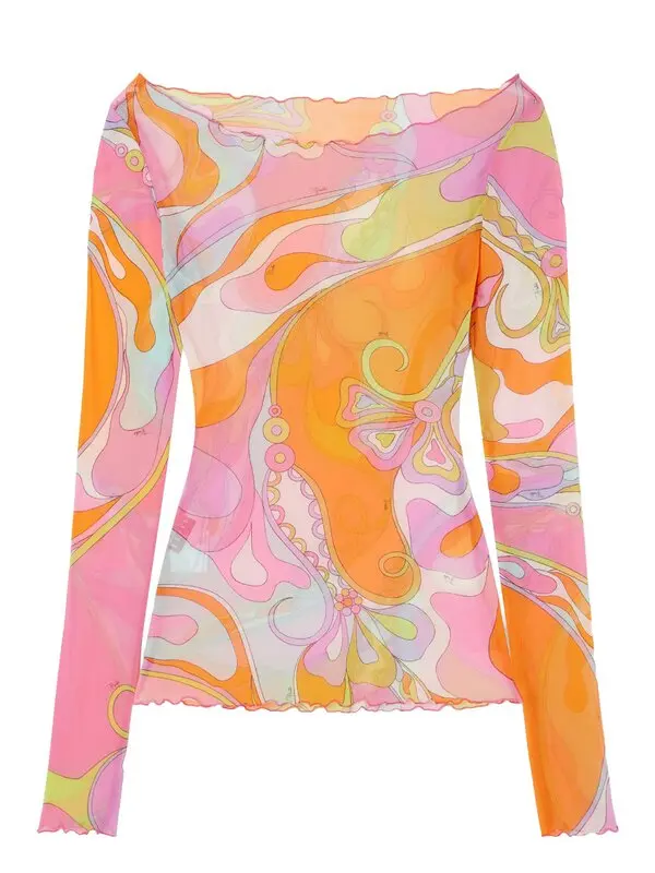 Emilio Pucci Printed Tulle Blouse - Pink