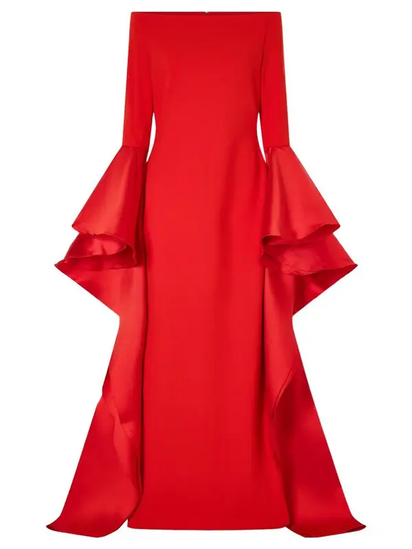 Solace Draped Satin-trimmed Crepe Gown - No
