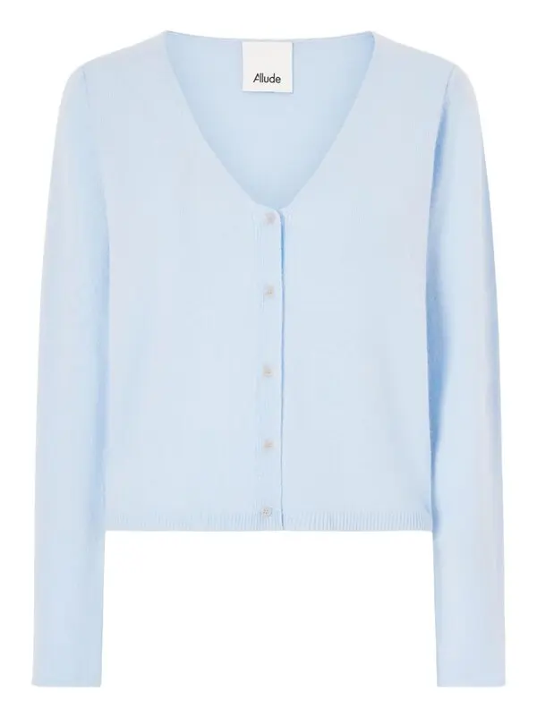 ALLUDE Cropped Knit Cardigan - Blue