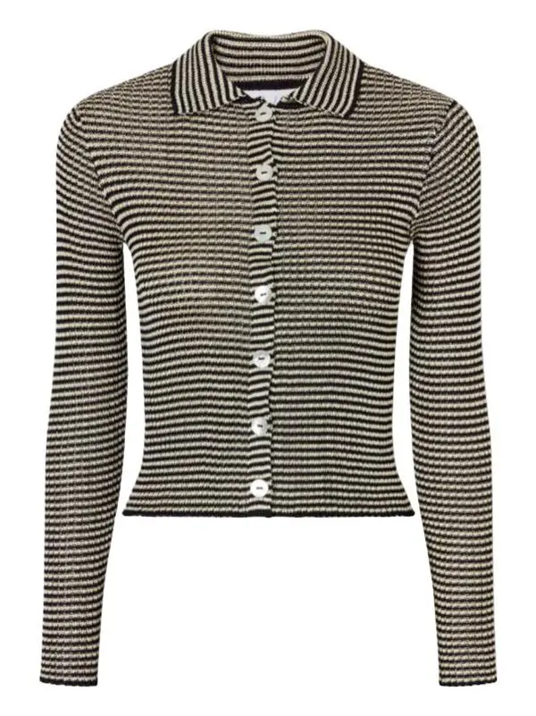 Calle Del Mar Striped Knitted Cardigan - Black
