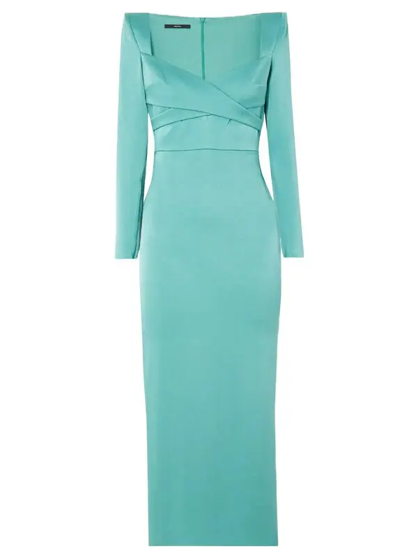Alex Perry Linden Wrap-effect Satin-crepe Midi Dress - Green