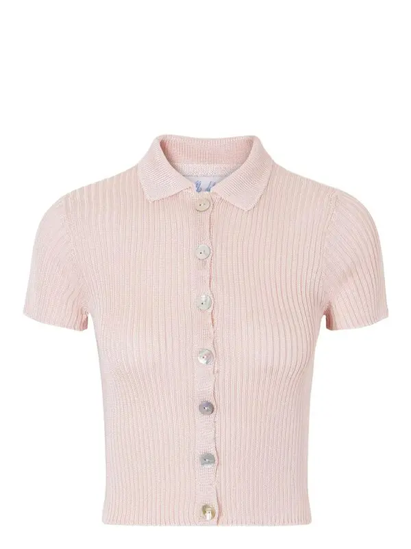 Calle Del Mar Ribbed-knit Cardigan - Pink