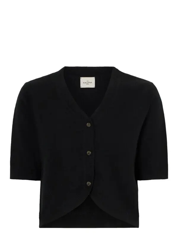 Le Kasha V-neck Cropped Knit Cardigan - Black