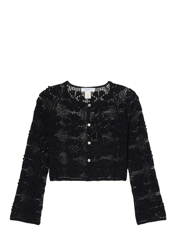 Calle Del Mar Daisy Chain Cropped Crocheted Cardigan - Black