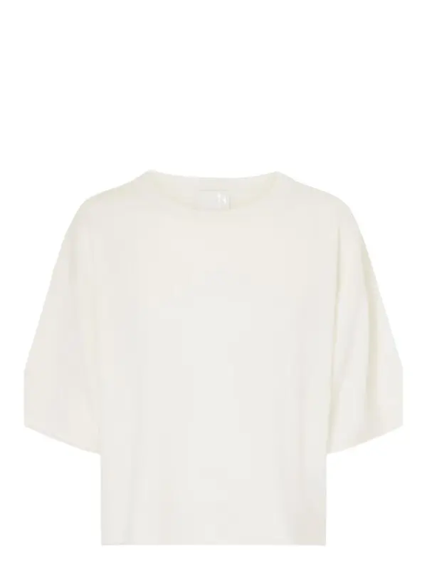ALLUDE Cropped Knit Top - White