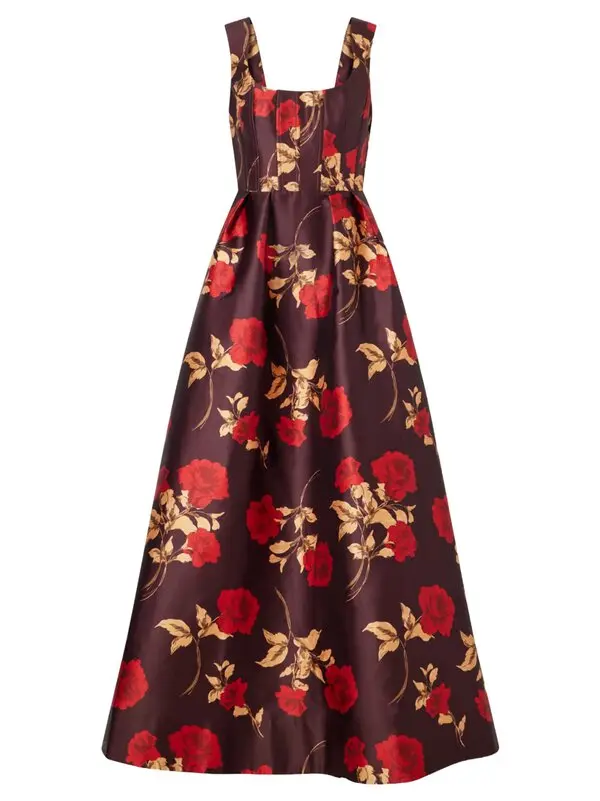 Rebecca Vallance Floral-print Satin-twill Gown - Red