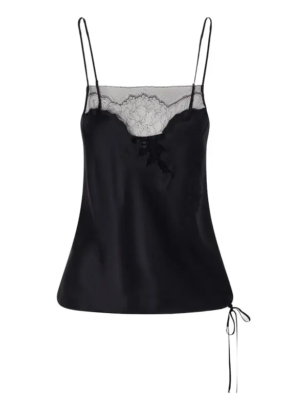 Carine Gilson Lace-trimmed Silk-satin Cami - Black