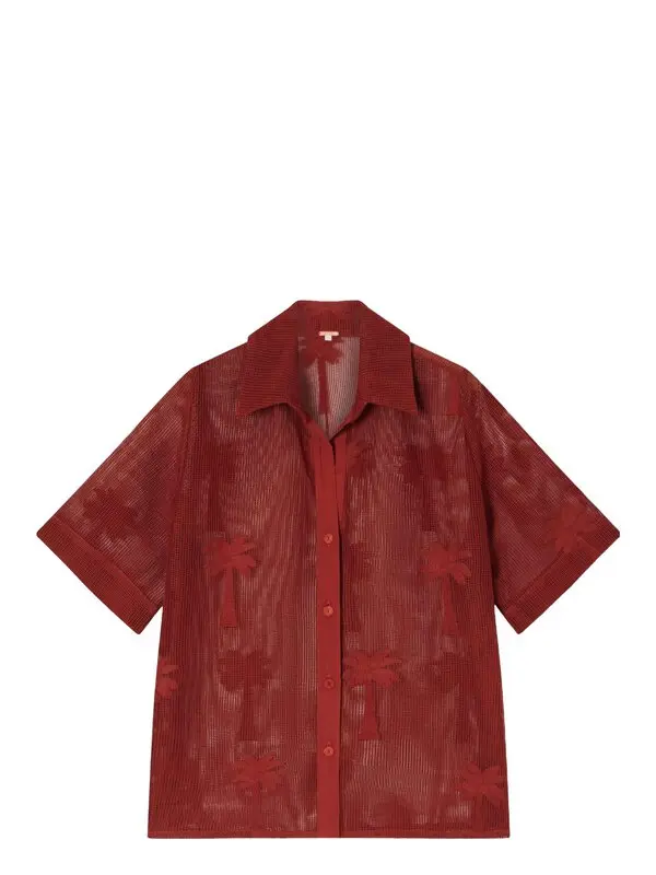 Johanna Ortiz Cotton-blend Mesh Shirt - Red