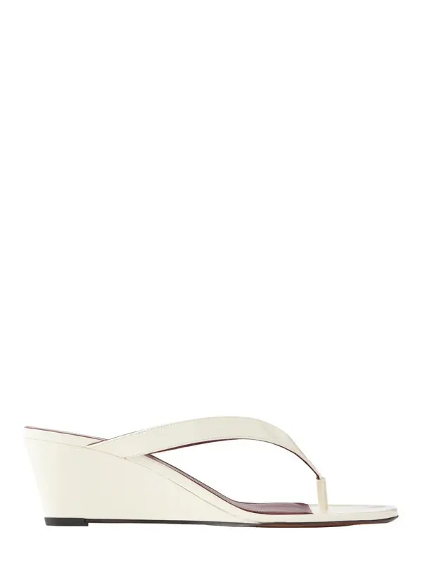 NEOUS Glossy Wedge Slide Sandals - White