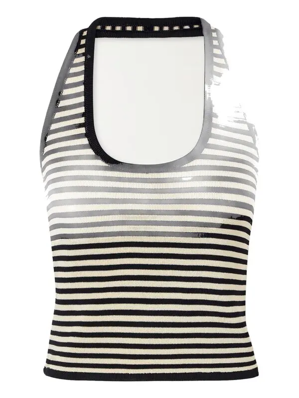 Calle Del Mar Striped Halterneck Knitted Top - Black