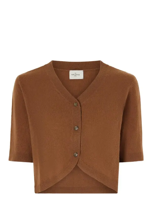 Le Kasha Cropped Knit Cardigan - Brown
