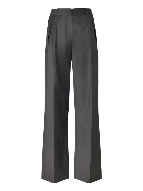 Loulou De Saison Pleated Wool-twill Straight-leg Pants - Black