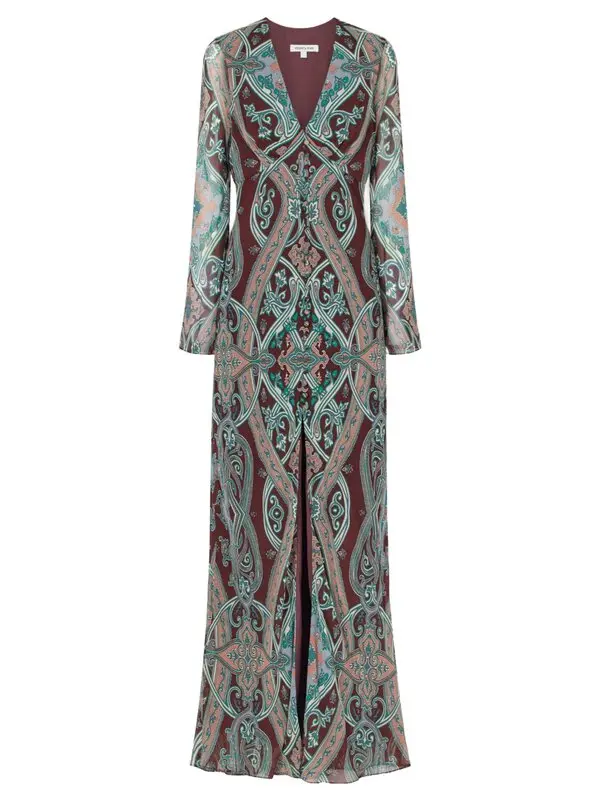 Veronica Beard Daciana Printed Silk-georgette Maxi-dress - Gray