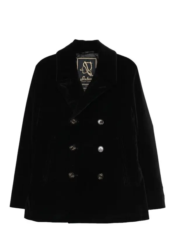 SEALUP Double-breasted Velvet Coat - Black