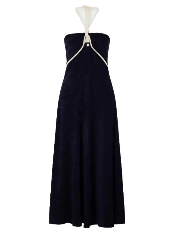 Johanna Ortiz Cut-out Cotton-terry Halterneck Maxi Dress - Black