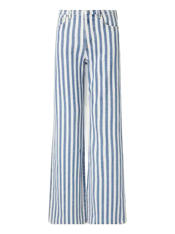 Veronica Beard Striped High-rise Wide-leg Jeans - No
