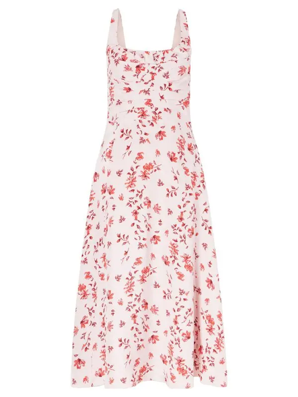 EMILIA WICKSTEAD Verena Ruched Floral-print Silk Midi Dress - No