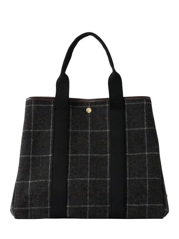 Rue De Verneuil Plaid Wool Tote - Black