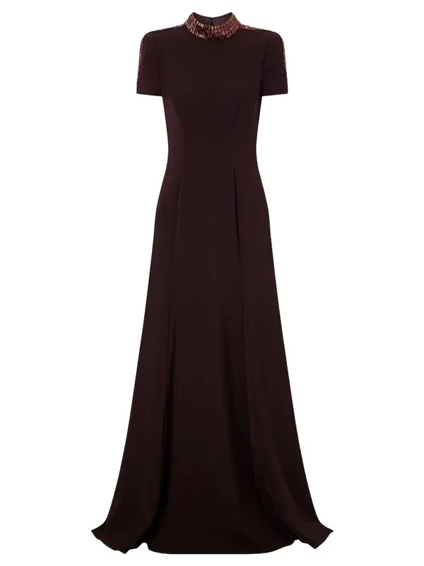 Jenny Packham Mesa Embellished Crepe Gown - Black