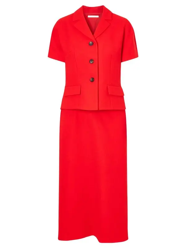 EMILIA WICKSTEAD Wool-crepe Midi Dress - Red