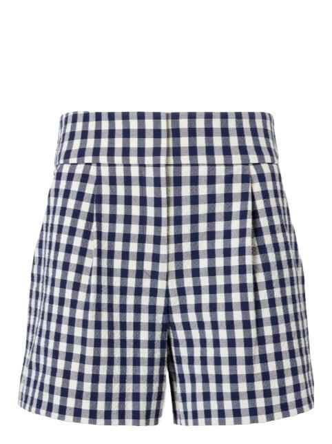 Veronica Beard High-waisted Plaid Shorts - Gray