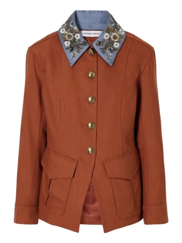 Veronica Beard Sequin And Bead-embellished Twill Jacket - Brown