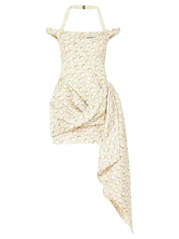 ALEMAIS Paula Polka-dot Draped Mini Dress - No