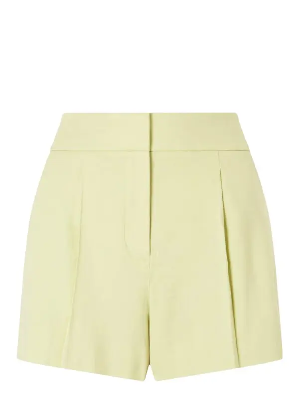 Veronica Beard Pleated Linen-blend Twill Shorts - No