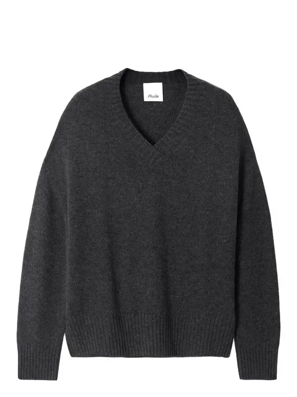 ALLUDE Cashmere V-neck Sweater - Black