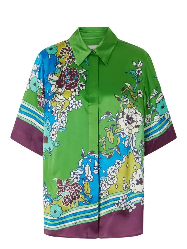 ALEMAIS Nanci Printed Silk-satin Shirt - No