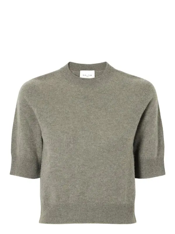 Le Kasha Cropped Knit Top - Gray