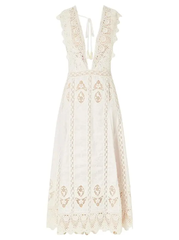 Johanna Ortiz Grace In The Open Fields Crochet Maxi Dress - No