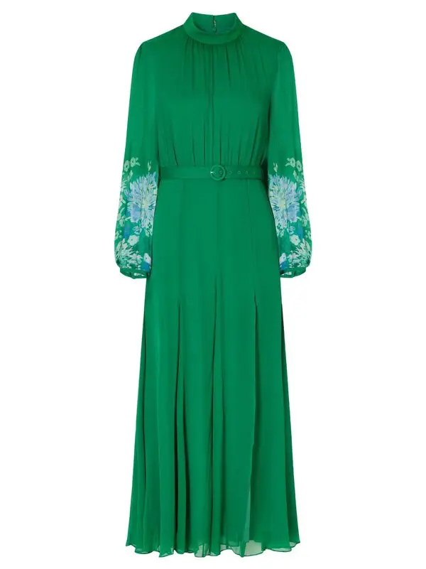 Saloni Jacqui D Belted Flower-printed Silk-chiffon Midi Dress - No