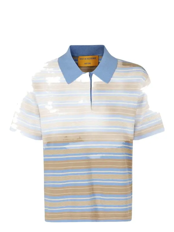 Guest In Residence Striped Short-sleeve Polo Top - No