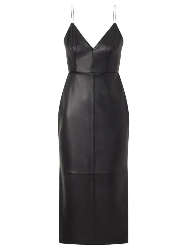 Alex Perry Leather Midi Dress - Black