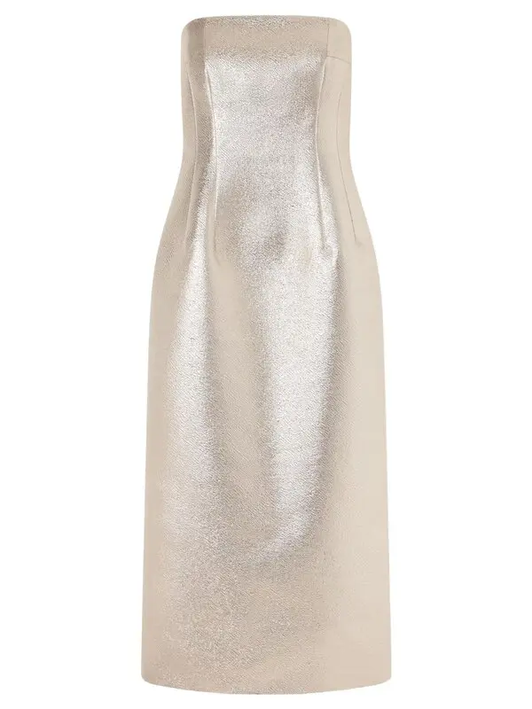 EMILIA WICKSTEAD Leila Strapless Metallic Cloqué Midi Dress - No