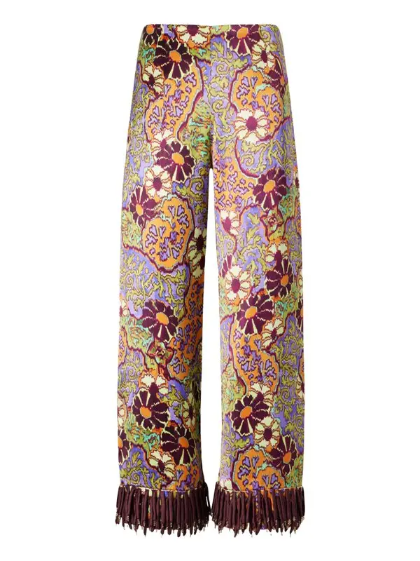 ALEMAIS Printed Satin Wide-leg Pants - No