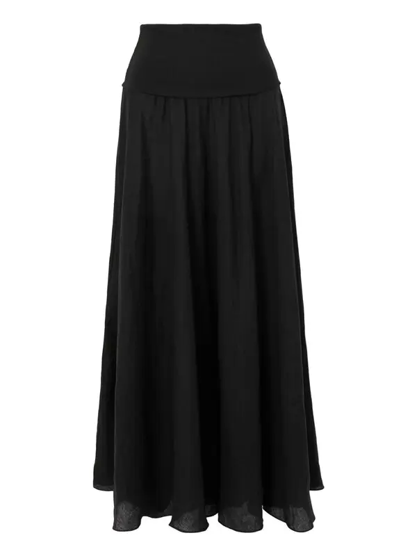Johanna Ortiz Linen-cotton Blend Maxi A-line Skirt - Black