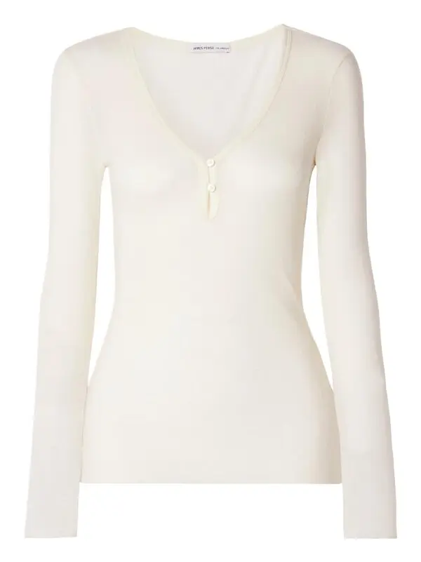 JAMES PERSE Ribbed Cotton And Cashmere Blended Top - No