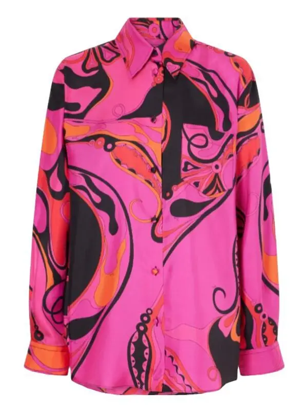 Emilio Pucci Printed Silk Twill Shirt - Pink
