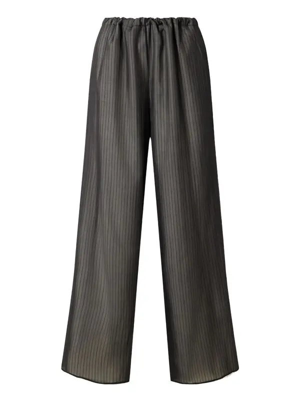 KALLMEYER Cairo Striped Silk And Cotton-poplin Wide-leg Pants - Black