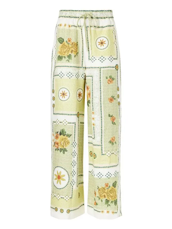 ALEMAIS Dixie Knotted Floral-print Linen Trousers - No