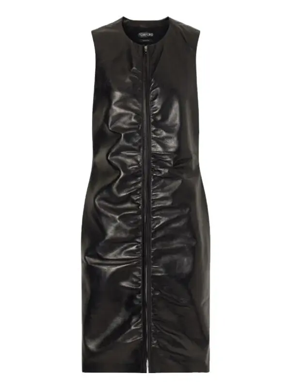TOM FORD Leather Midi Dress - Black