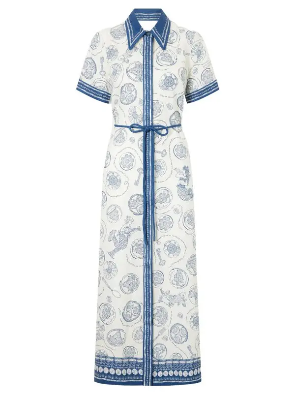 ALEMAIS Lucky Belted Maxi Shirt Dress - White