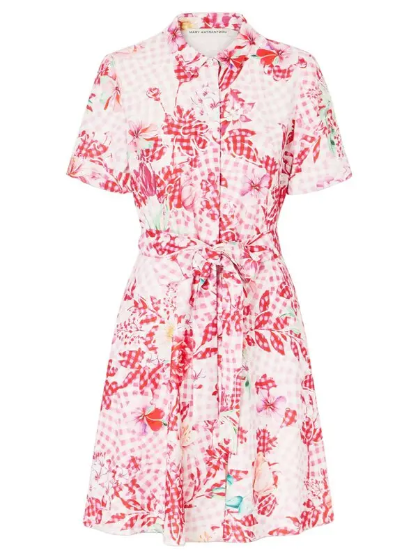 MARY KATRANTZOU Chima Floral-print Tie-detailed Woven Midi Dress - Pink