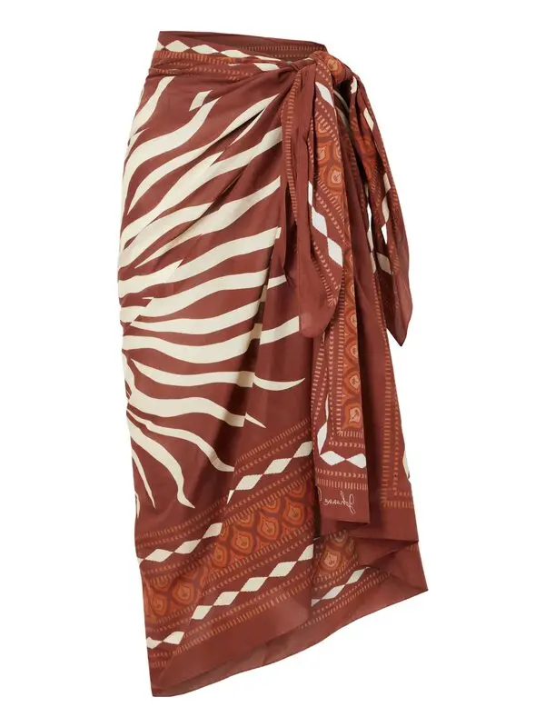Johanna Ortiz Zebra-print Midi Skirt - Brown